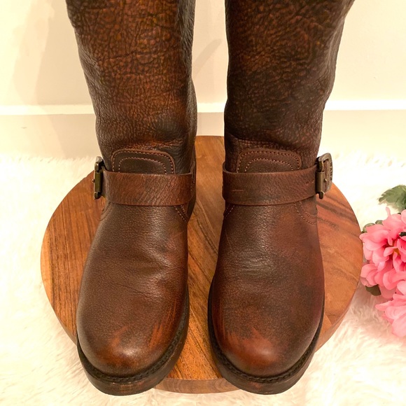 Frye | Shoes | Frye Veronica Distressed Brown Leather Riding Boot | Poshmark